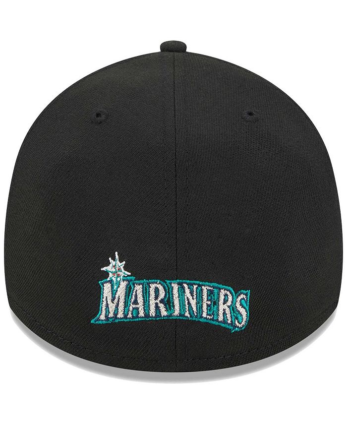 New Era Men's Black Seattle Mariners Logo 39THIRTY Flex Hat - Macy's
