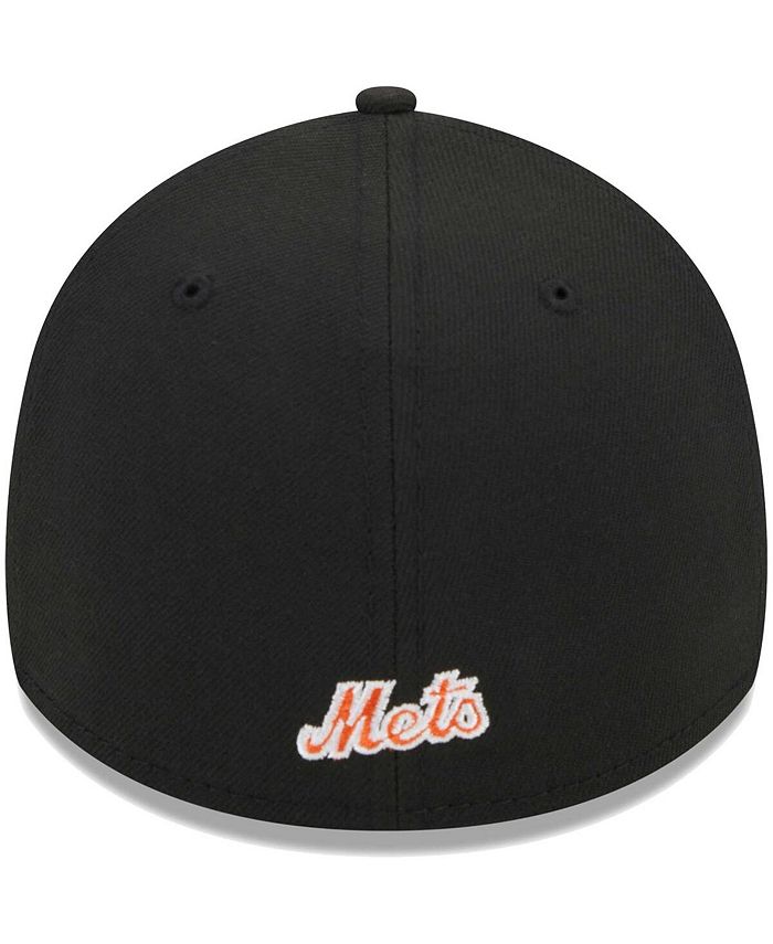 New Era Men's Black New York Mets Logo 39THIRTY Flex Hat - Macy's