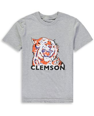 Big Boys Heathered Gray Clemson Tigers Vault Logo Short Sleeve T-shirt ...