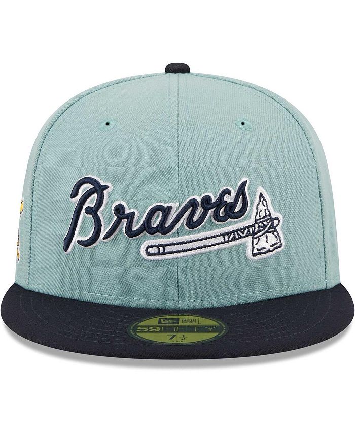 New Era Men's Light Blue, Navy Atlanta Braves Beach Kiss 59FIFTY Fitted ...