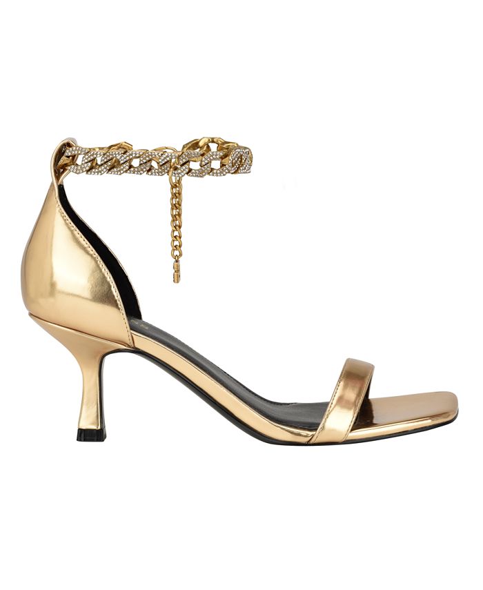 GUESS Women's Remo Open Toe Stiletto Chain Detail Dress Sandals - Macy's