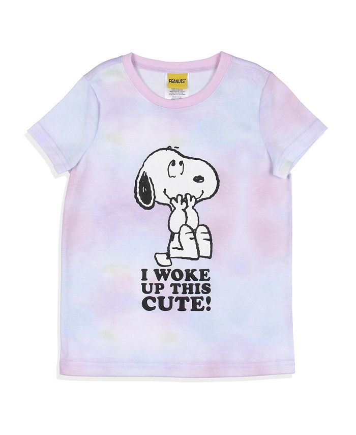 Peanuts Girls I Woke Up This Cute Snoopy Tie-Dye Sleep Pajama Set - Macy's