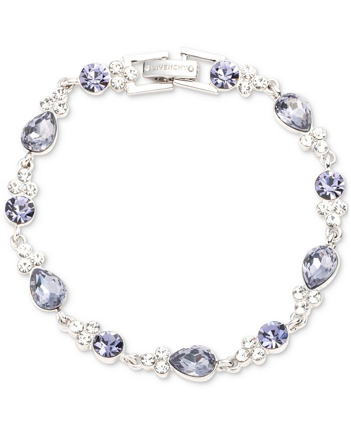 Givenchy Silver-Tone Clear & Color Crystal Flex Bracelet - Macy's