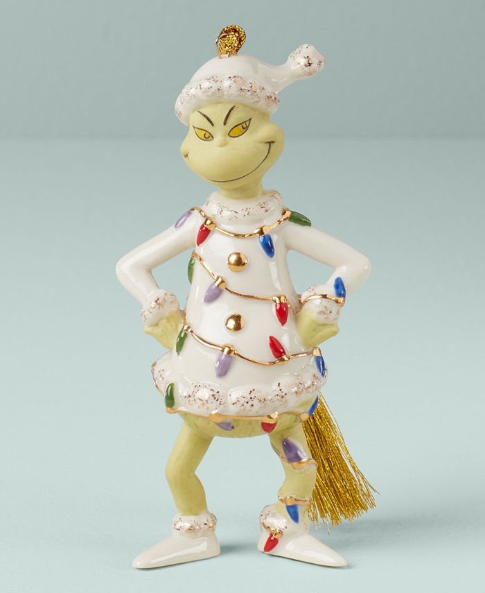 Lenox 2023 The Grinch With Lights Porcelain Gold-Trim Ornament - Macy's