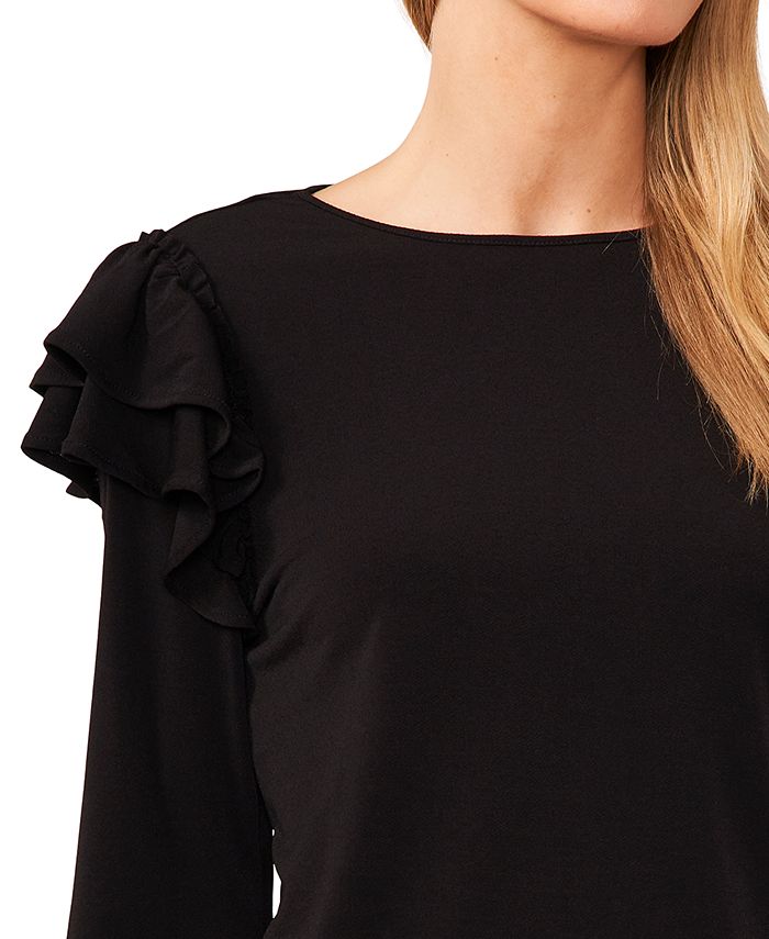 CeCe Women's Scoop-Neck Double-Ruffle Long-Sleeve Top - Macy's