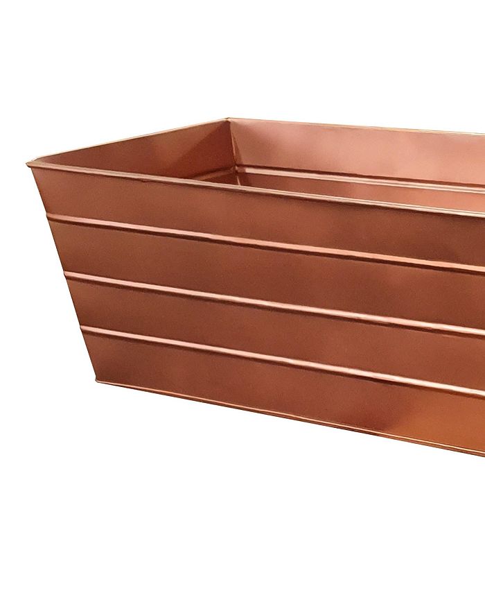 Simplie Fun Rectangular Metal Flower Planter Box with Embossed Line ...