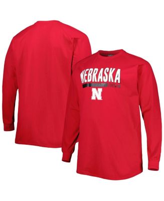 Men's Scarlet Nebraska Huskers Big and Tall Two-Hit Raglan Long Sleeve ...