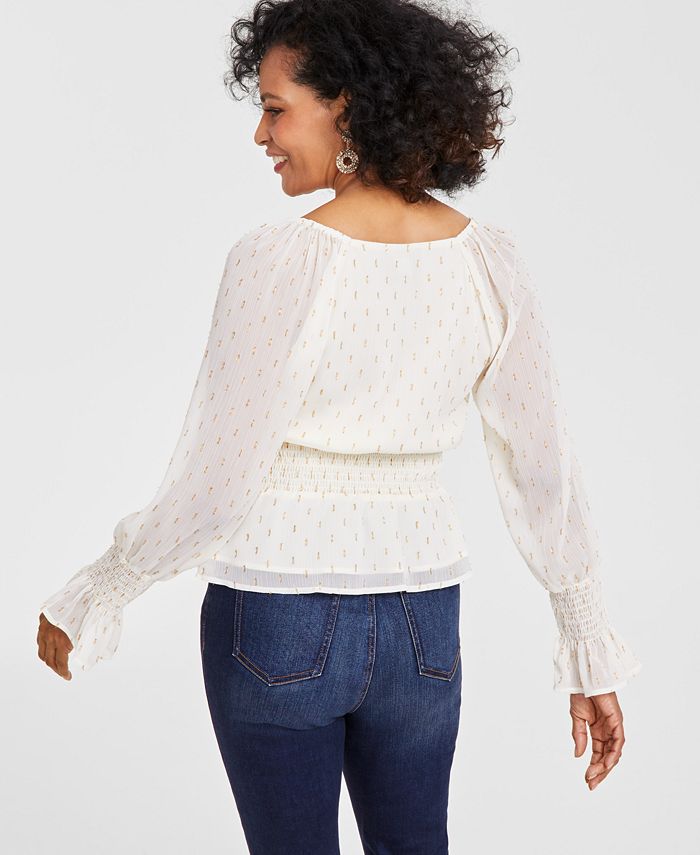 I.N.C. International Concepts Women's Clip-Dot Blouse, Created for Macy ...