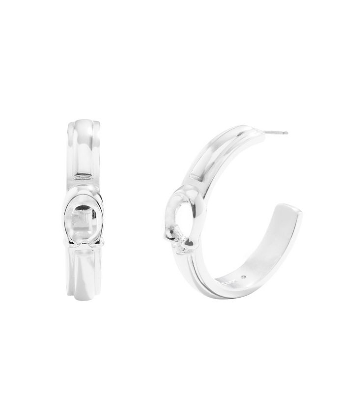 COACH Gold-Tone Signature Tabby Sculpted C Hoop Earrings - Macy's