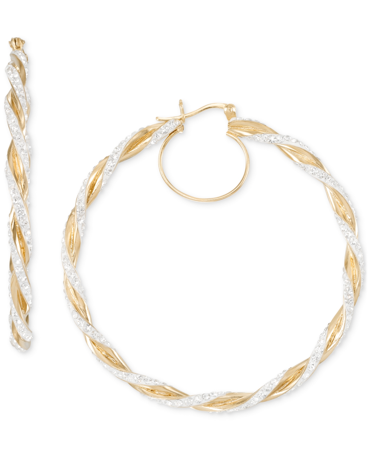 Click here for Crystal Pave Twist Style Medium Hoop Earrings  2 -... prices