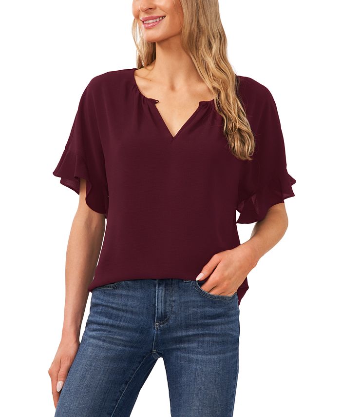 CeCe Women's Short Sleeve Drop-Shoulder Wide Scoop-Neck Blouse - Macy's