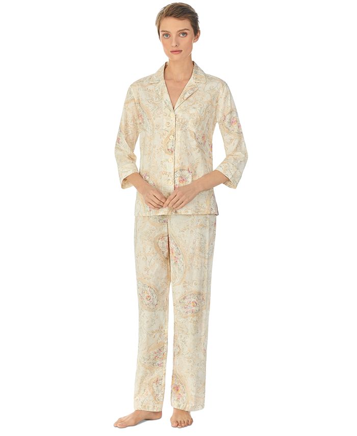 Lauren Ralph Lauren Women's 2-Pc. Notched-Collar Pajamas Set - Macy's