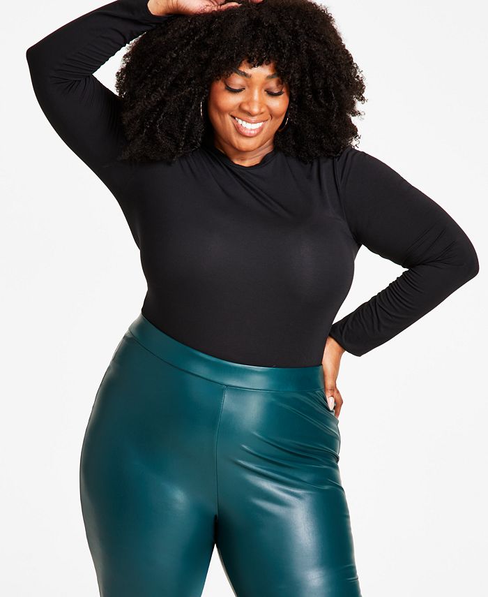 Nina Parker Trendy Plus Size Scoop-Neck Fitted Top - Macy's