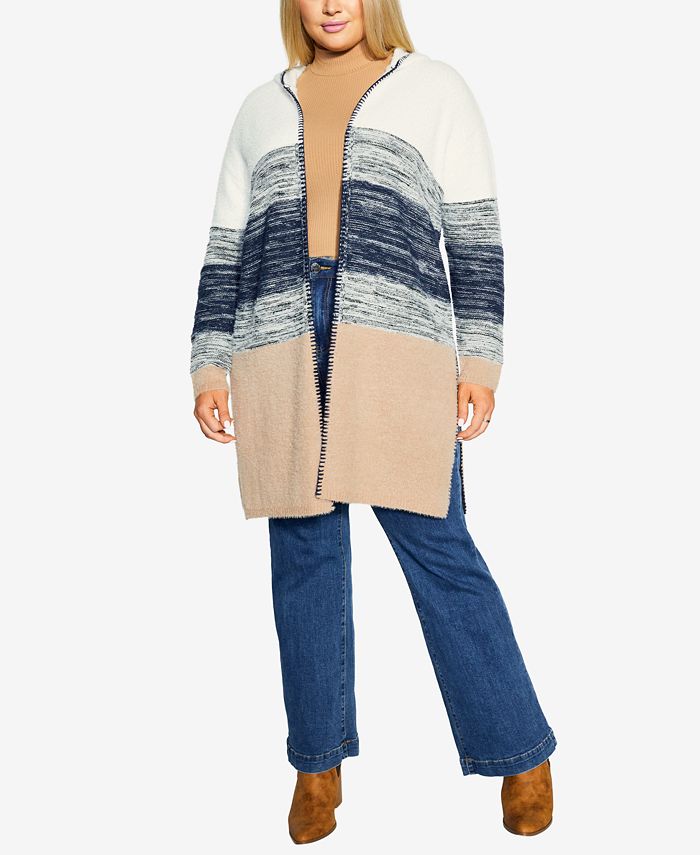 AVENUE Plus Size Camryn Hooded Cardigan Sweater - Macy's