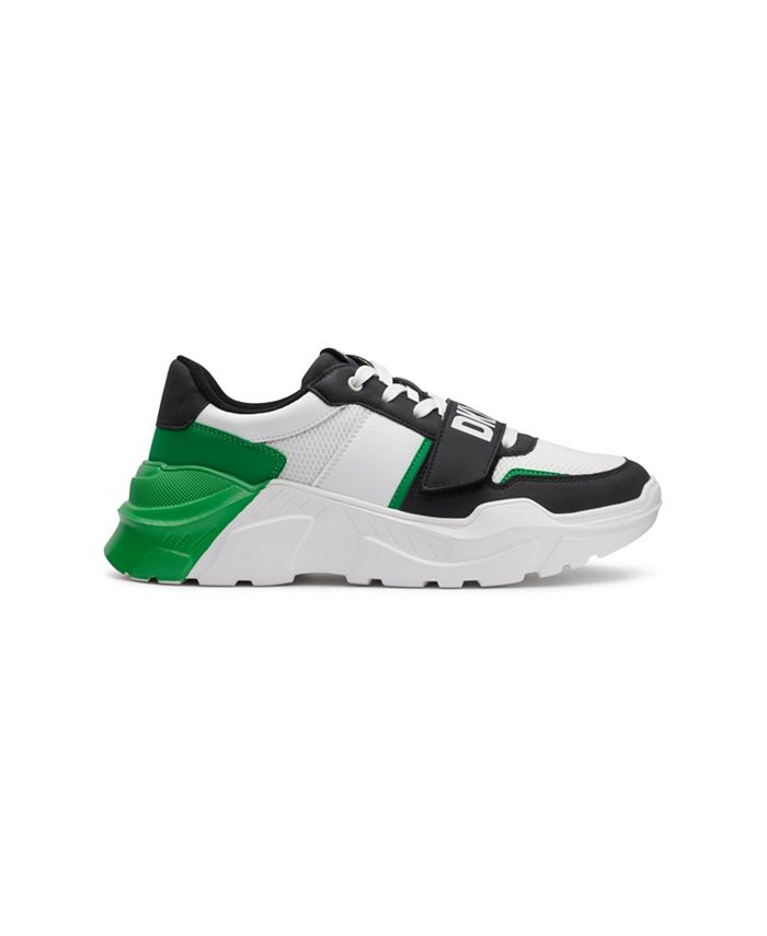 DKNY Men's Mixed Media Runner with Front Logo Strap Sneakers - Macy's