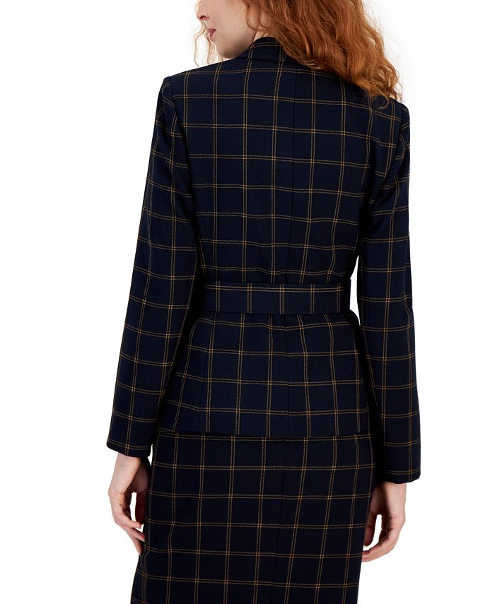 Tahari ASL Tahair ASL Women's Belted Windowpane Jacket - Macy's