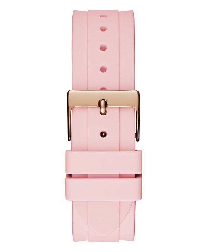 GUESS Women's Multi-Function Pink Silicone Watch 38mm - Macy's