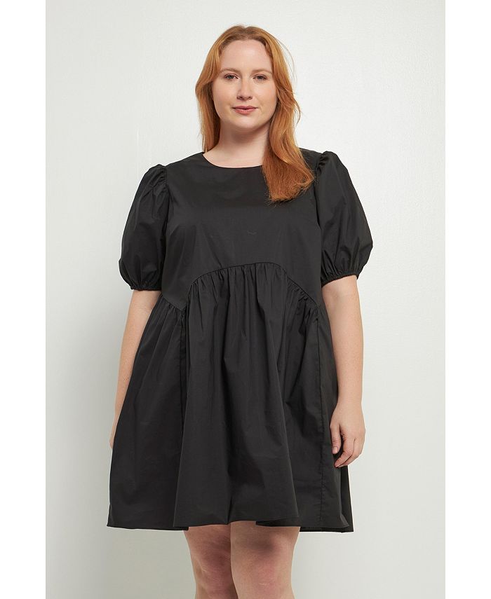 English Factory Plus Size Asymmetrical Baby doll Mini with Back ...