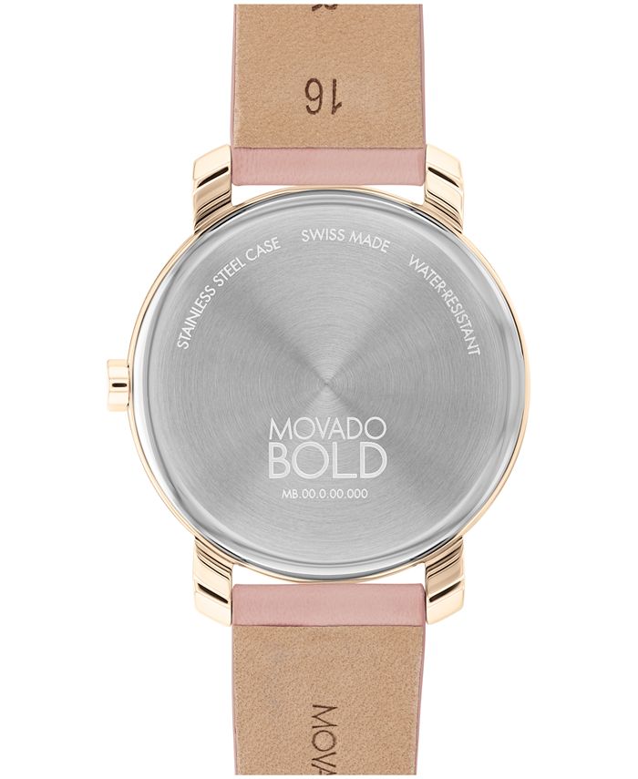 Movado Women's Bold Access Swiss Quartz Pink Leather Watch 34mm - Macy's