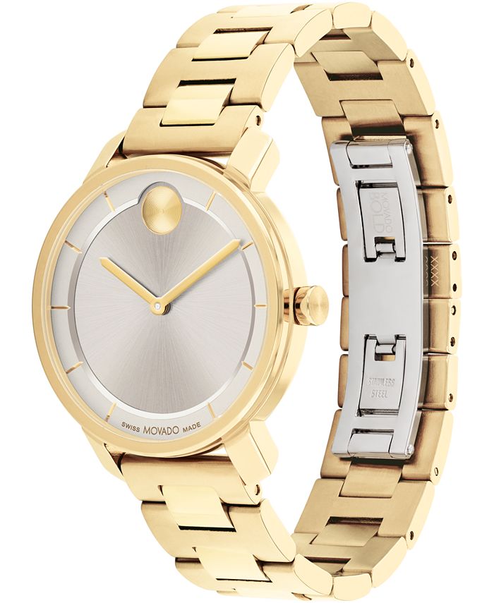 Movado Women's Bold Access Swiss Quartz Ionic Plated Light Gold Steel ...