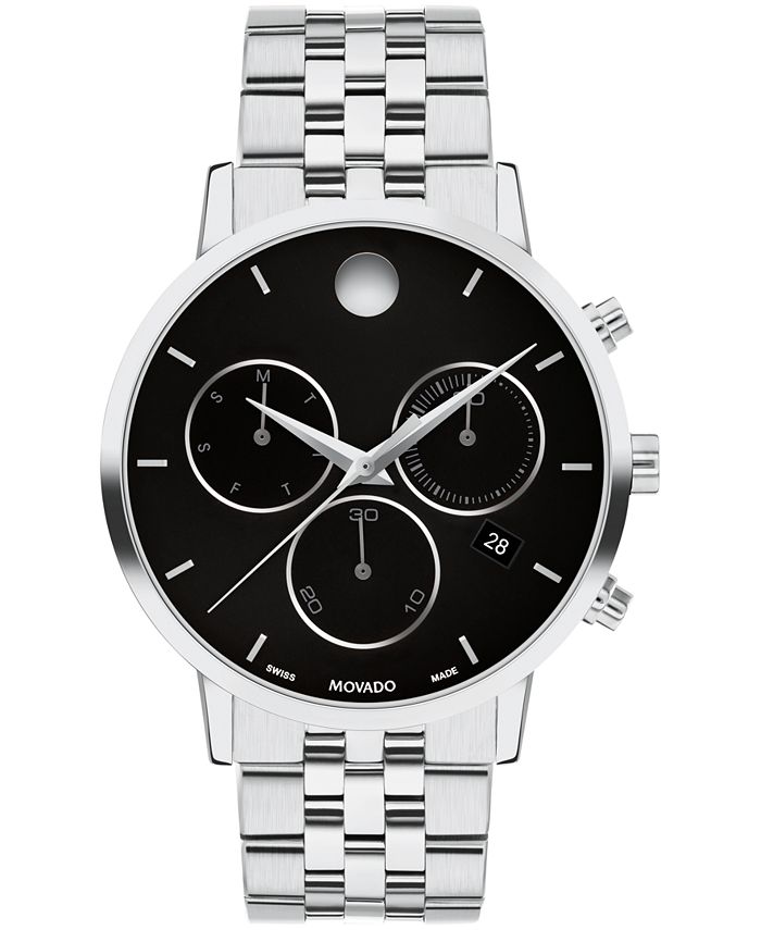 Movado Men's Museum Classic Swiss Quartz Chrono Silver Tone Stainless ...