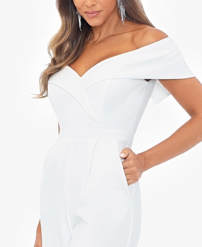 XSCAPE Women's Off-The-Shoulder Scuba-Crepe Jumpsuit - Macy's