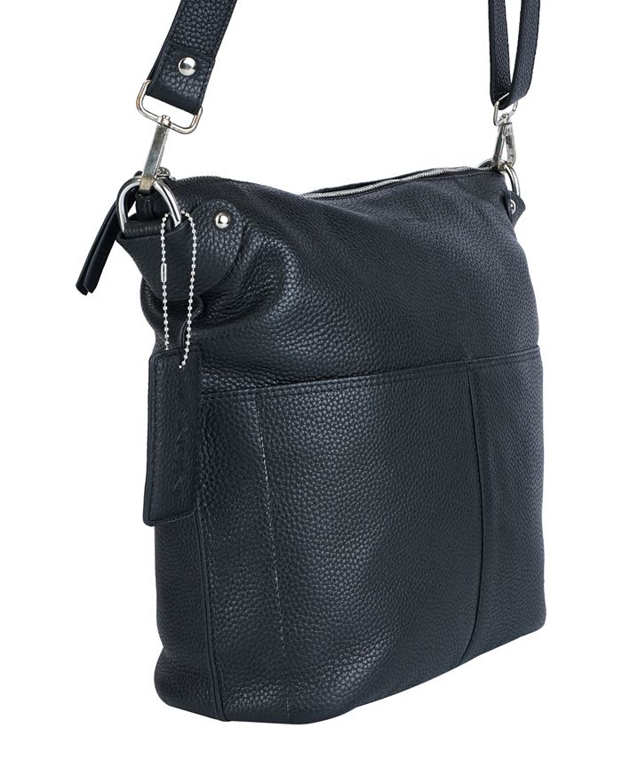 Mancini Pebbled Collection Susan Leather Crossbody Hobo Bag - Macy's