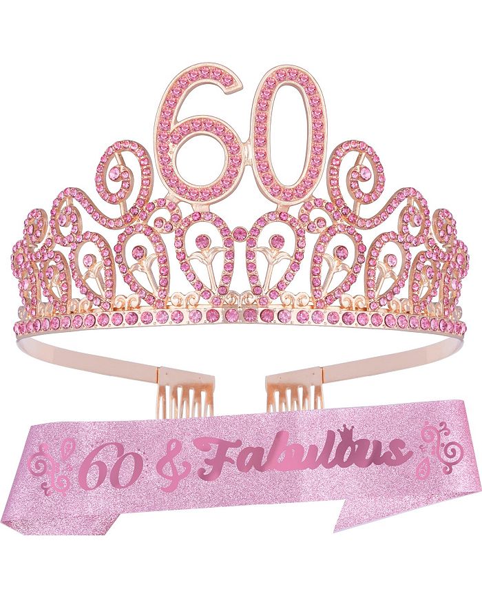 Meant2tobe 60th Birthday Sash and Tiara for Women - Sparkling Glitter Sash with Ripples ...
