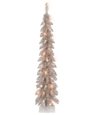 Puleo 4' Pre-Lit Artificial Alpine Pencil Tree - Macy's