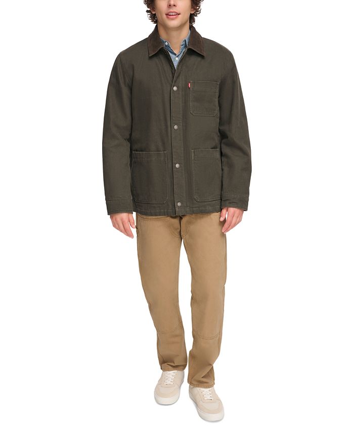 Levi's Men's Plaid-Lined Canvas Chore Jacket - Macy's