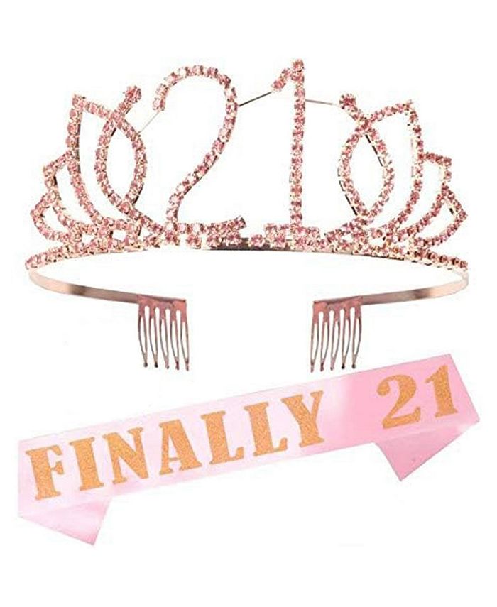 Meant2tobe 21st Birthday Sash and Tiara Set for Women - Glitter Sash ...