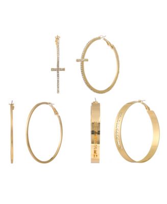 Aaliyah Trio Cross Hoop Earring Set - Macy's