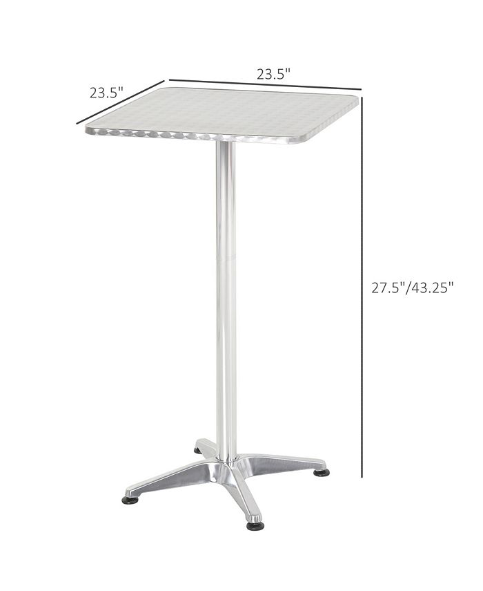 HOMCOM Modern Square Bar Table Adjustable Bistro Pub Counter Aluminum ...