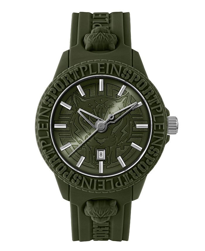 Plein Sport Men's Watch 3 Hand Date Quartz Fearless Green Silicone ...