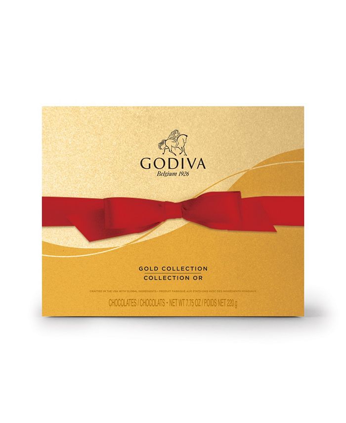 Godiva Assorted Chocolate Gold Gift Box, Red Ribbon, 18 Piece - Macy's