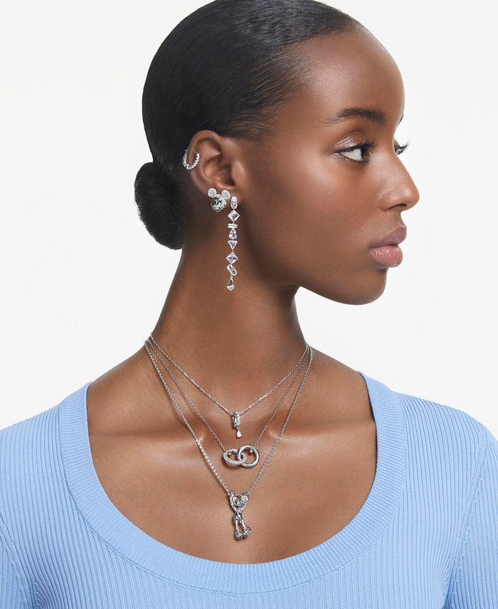 Swarovski Pavé Interlocking Loop Pendant Necklace, 15" + 2-3/4 ...