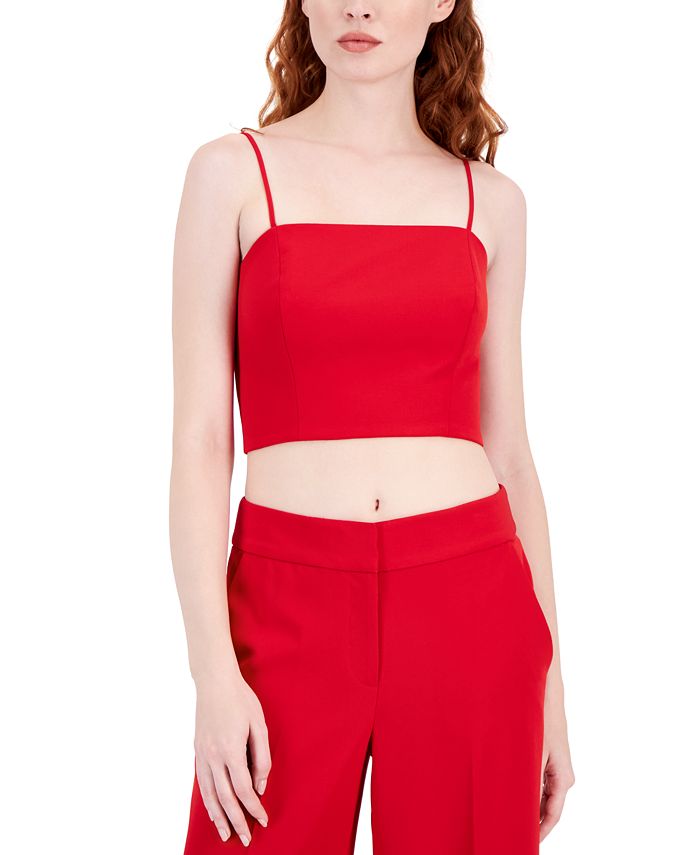 Tahari ASL Women's Cropped Spaghetti-Strap Top - Macy's