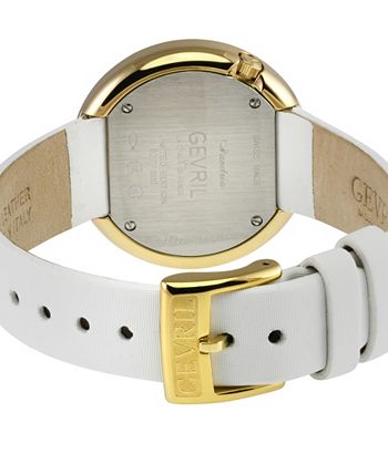 Gevril Women's Gandria White Leather Watch 36mm - Macy's