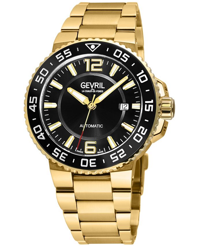 Gevril Men's Riverside Gold-Tone Stainless Steel Watch 42mm - Macy's