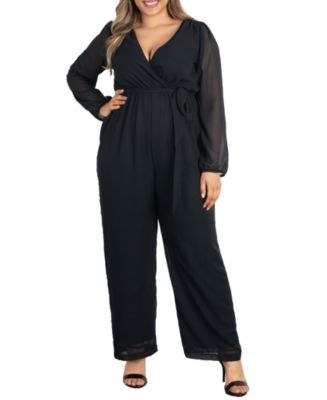 Kiyonna Plus Size Celina Chiffon Jumpsuit - Macy's
