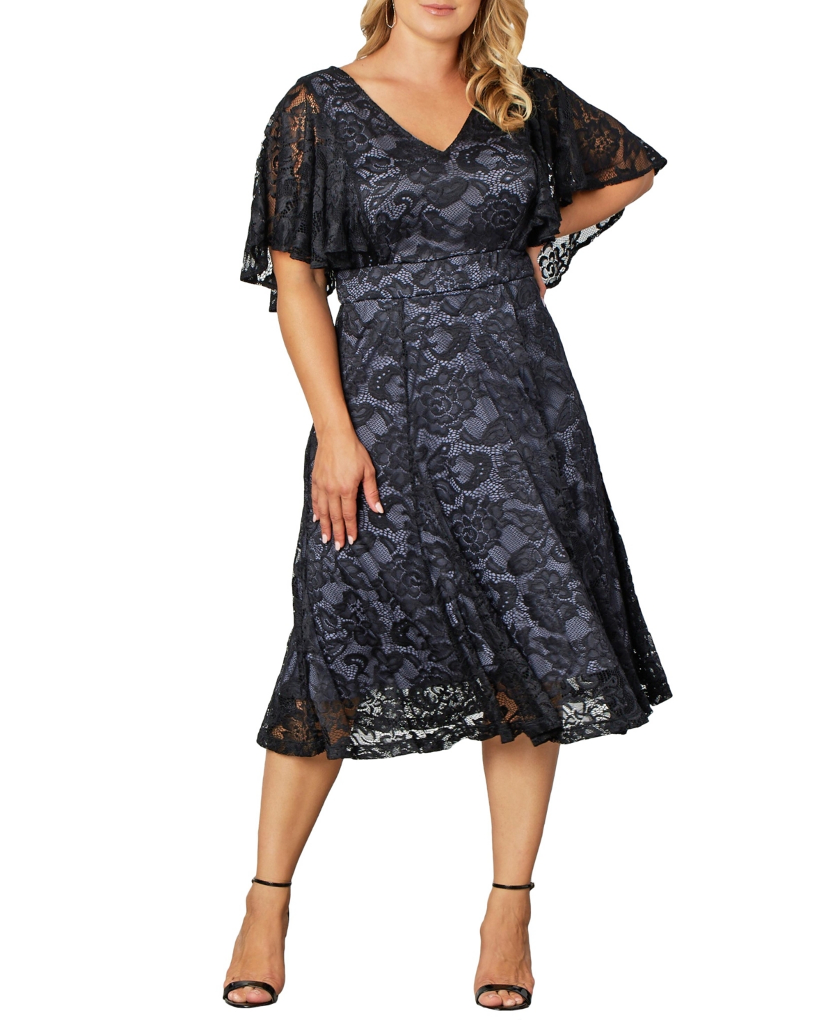 Click here for Kiyonna Plus Size Camille Lace Cocktail Dress - St... prices