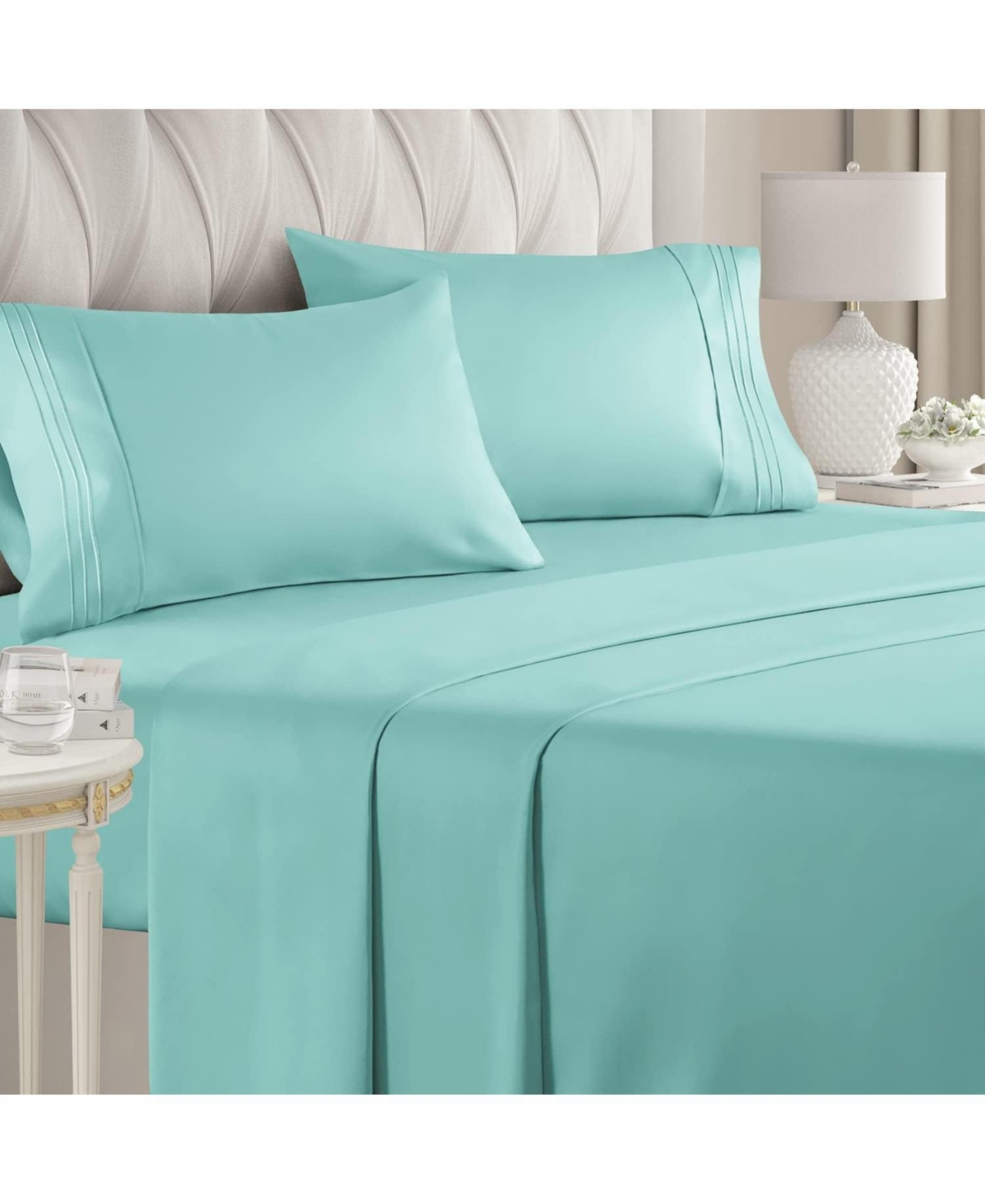 Click here for 4 Piece Microfiber Sheet Set - King - Spa blue prices