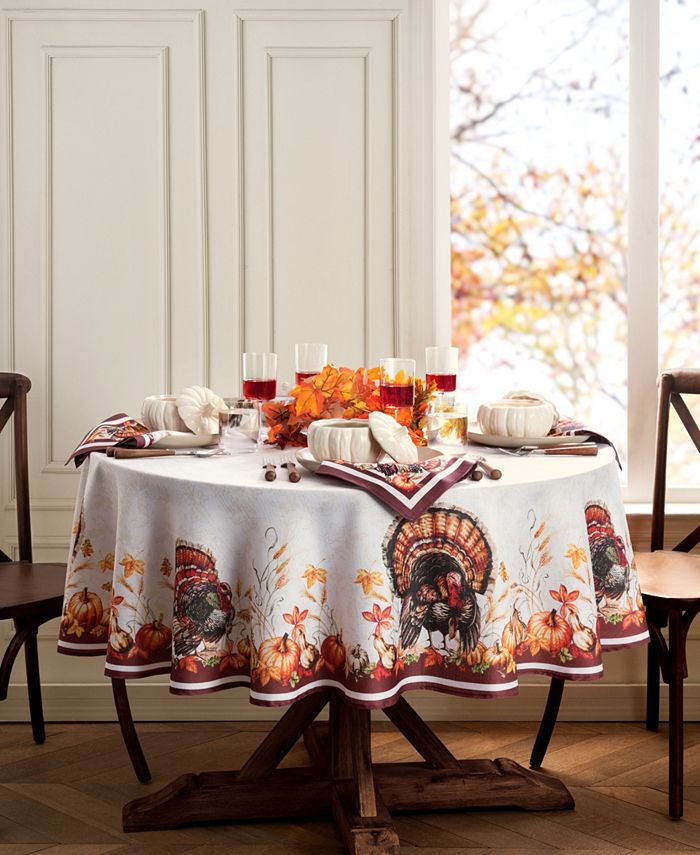 Elrene Autumn Heritage Turkey Table Linens Collection - Macy's