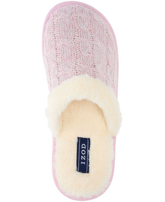 IZOD Women's Cable Knit Lip Sole Scuff Slipper - Macy's
