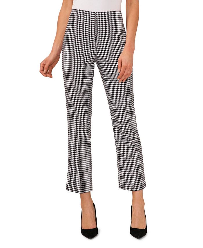 CeCe Women's Houndstooth Straight Leg Pants - Macy's