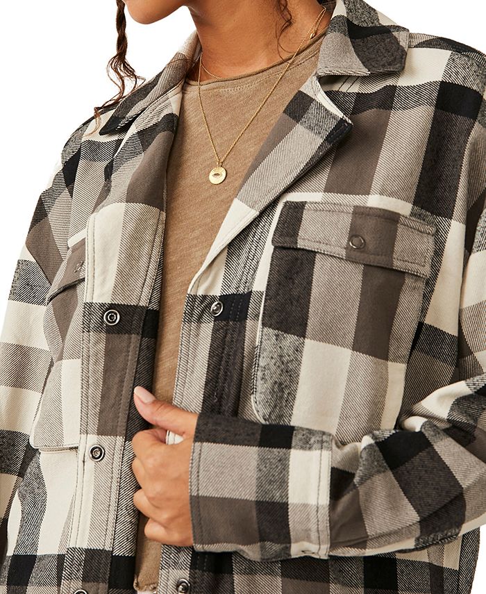 Free People Women's Izzy Cotton Snap-Front Cargo Shacket - Macy's