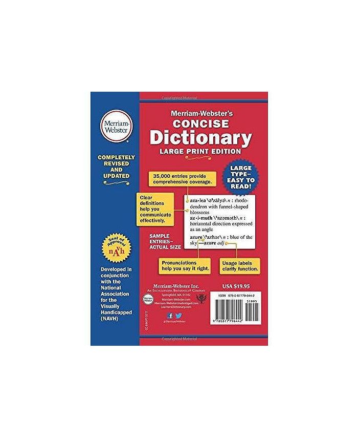 Barnes & Noble Merriam-Webster's Concise Dictionary- Large Print Edition by Merriam-Webster - Macy's