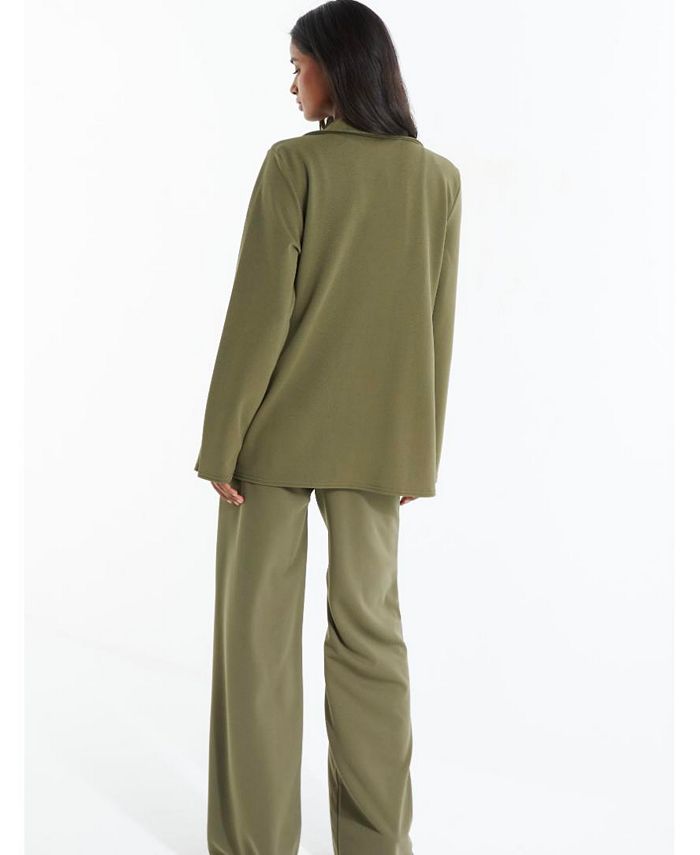 QUIZ Women's Olive Green Relaxed 4 Button Blazer - Macy's