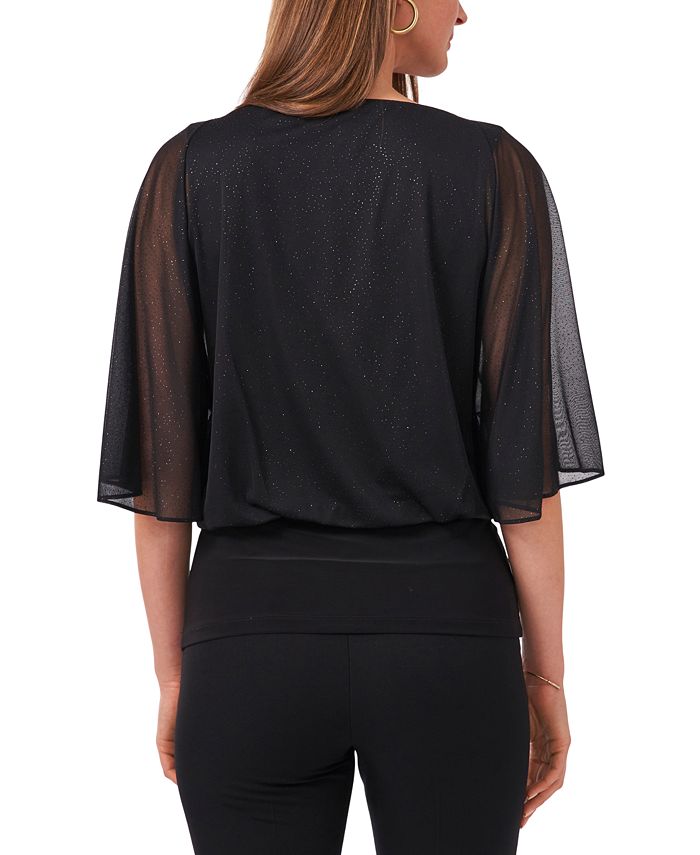 MSK Women's Sparkle Mesh Blouse - Macy's