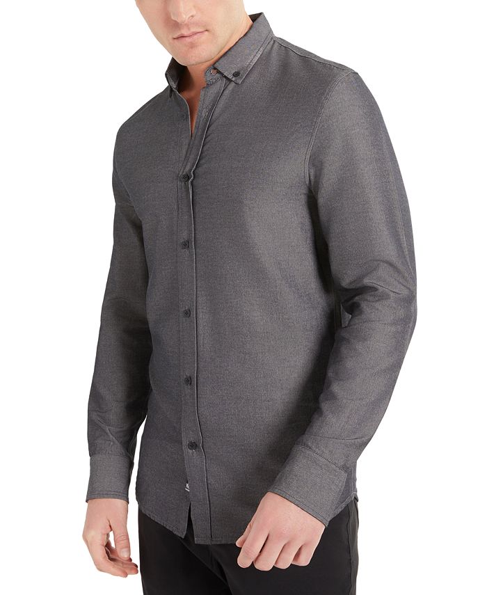 Kenneth Cole Men's 4-Way Stretch Solid Button-Down Shirt - Macy's